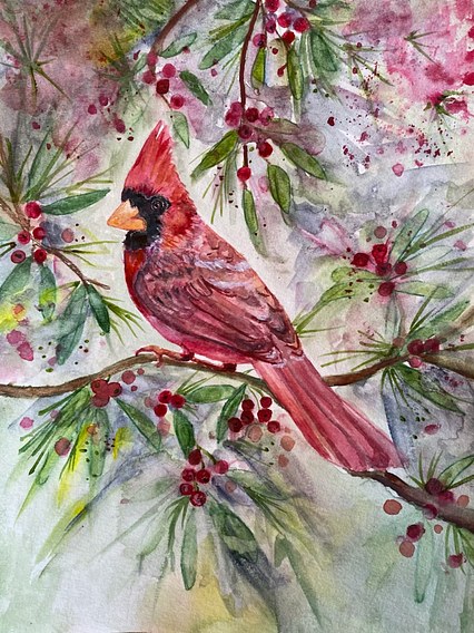 Berry Cardinal - Lynn Winkel Art